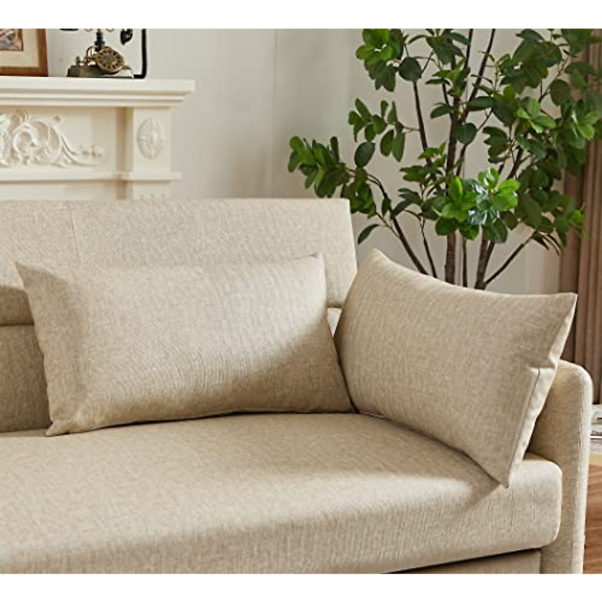 Melpomene Loveseat Sleeper Faux Leather Couch w/Pull-Out Bed and Adjustable Back, 57.1" Modern Convertible Sofa Bed w/ 2 Side Pockets and 2 Pillows (Khaki)