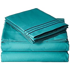 MattRest Luxury Silky-Soft 1800 Series Premium Collection - Wrinkle-Free 4-Piece Bed Sheet Set, Deep Pocket up to 16 inch, Queen Turquoise