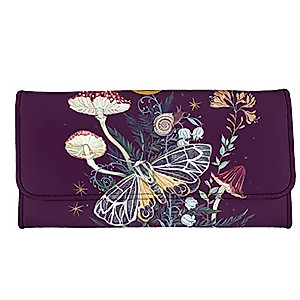 Jeiento Mushroom Wallets Women Leather Purse Travel Fashion Money Clips Long Style Handbag Girls Party Clutch Bag Phone Holder Water Resistant