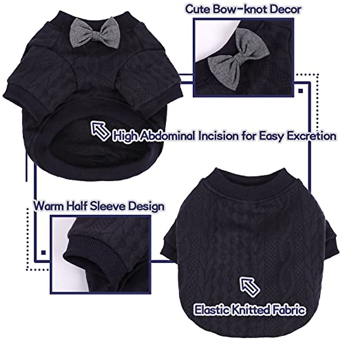 IDOMIK Dog Sweater Ugly Christmas Sweater, Cozy Turtleneck Knitted Pet Sweaters Soft Thermal Knitwear Pullover Boys Girls Classic Warm Winter Pet Outfit Apparel Shirts Clothes for Small Medium Doggies