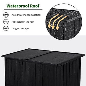 MCombo Large Wooden Outdoor Storage Shed with 2 Shelves, Oversize Garden Tool Shed with Lock, Outdoor Storage Cabinet with Floor for Patio and Yard (46.9" x 22.4" x 66") 1911 (Black)