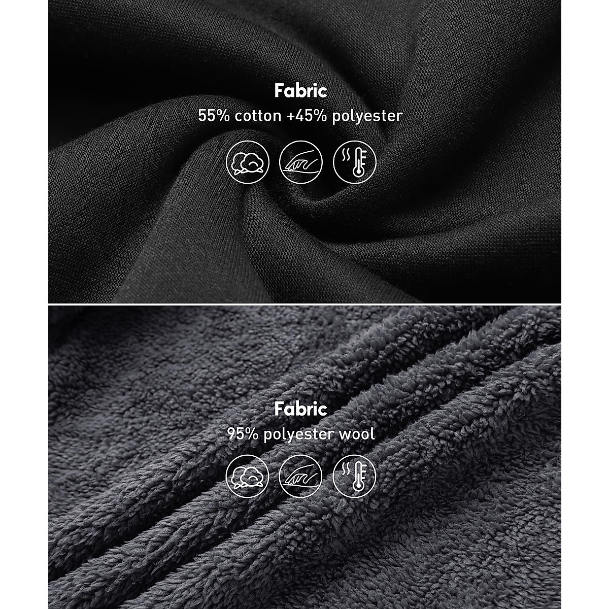 SCODI Hoodies for Men Heavyweight Fleece Sweatshirt - Full Zip Up Thick Sherpa Lined Hooded Jacket Black Middle gray 2XL