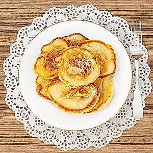 100 Pieces Paper Doilies, 12 Inch Doilies for Food, Disposable Lace Paper Doilies for Tables, Round Paper Placemats Bulk for Cakes Desserts Crafts(White)