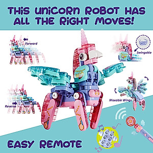 BOTZEES GO! Unicorn Toys, Unicorn Robots for Kids, Building & Electric Remote Control Toys, STEM Learning Toys for Kids Ages 3+, Girls Toys, with RC Magic Stick, App Based