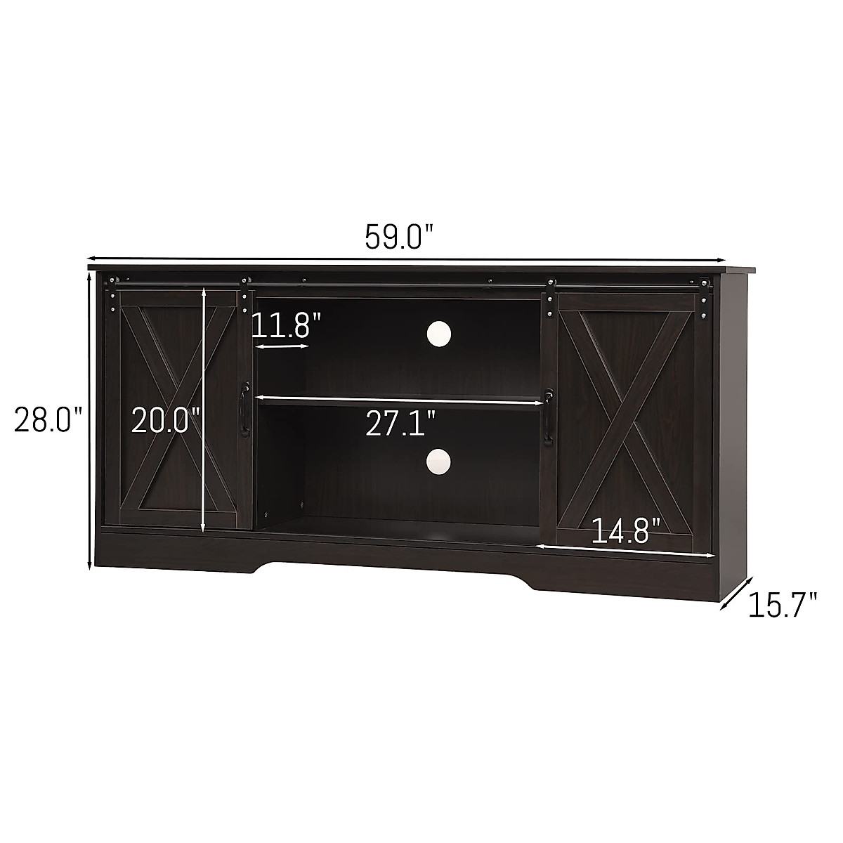 4 EVER WINNER Farmhouse TV Stand for 65+ Inch TV, Espresso Entertainment Center for 65 Inch TV, Modern Farmhouse Television Stands for TVs up to 70, Espresso TV Stand for Flat Screens 65