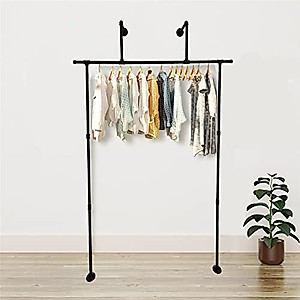 Lengfkus Industrial Pipe Clothing Rack Wall Mounted,Retail Display Clothes Hanging Rod Bar,Heavy Duty Garment Rack,Vintage Commercial Grade Clothing Hanging Rack Organizer