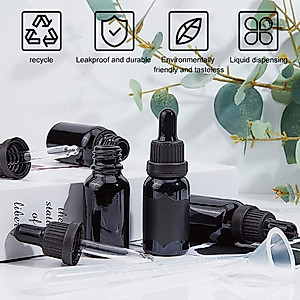 BENECREAT 15 Packs 15ml Black Glass Dropper Bottle Vials Glass Eye Dropper Bottle with Labels, Plastic Hoppers and Droppers for Essential Oil Aromatherapy Fragrance