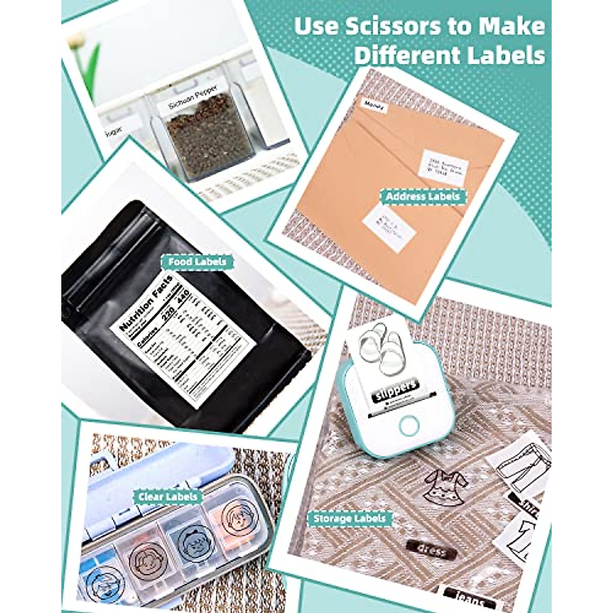 Memoking Label Makers - T02 Mini Portable Small Printer with 3 Rolls Paper, Sticker Printer Machine, Study Printer for Pictures, Photos, Journals, DIY, Compatible with Phone & Tablet, Green