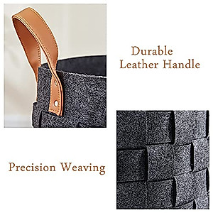 2 Pack Blanket Basket, BOLDMONKEY 15"x13"x11" XXXLarge Felt Laundry Baskets Nursery Storage Living Room Rectangular for Toy, Clothes, Kids, Bedroom(Dark Gray)