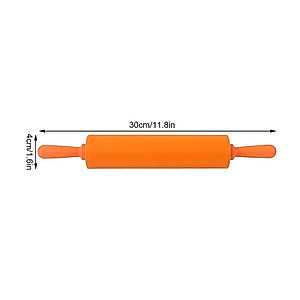 Silicone Rolling Pin Non-Stick DIY Dumpling Roller Bread Cookie Rolling Pin for Baking, Pastry Dough Roller, Fondant, Pizza, etc(Orange)