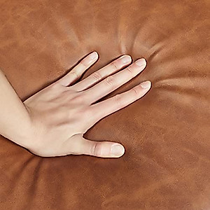 Yaheetech PU Leather Accent Chair, Mid-Century Modern Armchair with Solid Wood Legs, Reading Leisure Chair with High Back for Living Room Bedroom Waiting Room, Light Brown 1