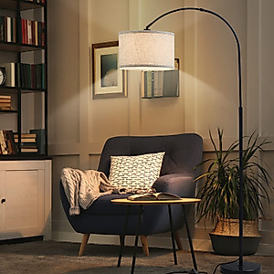 3 Lights Arc Floor Lamps for Living Room, Modern Tall Standing Lamp With Beige Shades & Heavy Base, Mid Century Tree Floor Lamp Multi-Arm Trilage Arched Floor Lamp for Bedroom Lounge Home Office