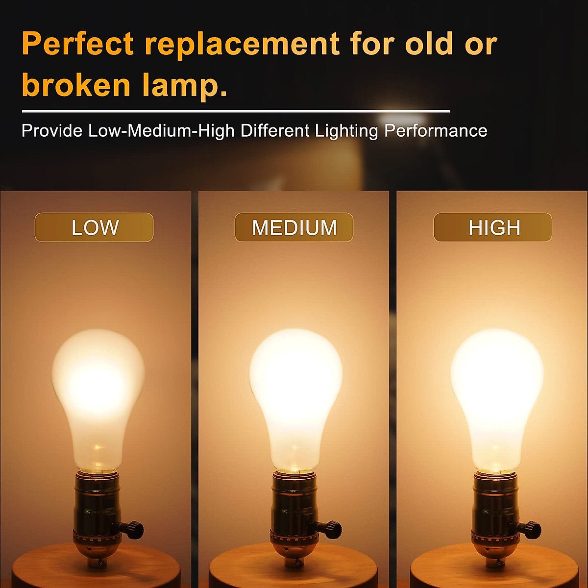DiCUNO UL Listed 3-Way Lamp Socket Replacement, E26 Standard Threaded Base Light Socket, Turn Switch Knob for Low-Medium-High Light Settings, DIY Project, Table, Floor Lamp Repair Kit, 1-Pack, (Gold)