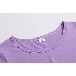 YIJIU Women's Pajama Set Crewneck Short Sleeve Top with Capri Pants Sleepwear Soft Pjs Lounge Sets,Purple,Large