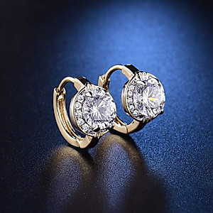 GULICX Fashion Jewelry Gold Tone Oval White Crystal Lovely Royal Gorgeous Hoop Earrings