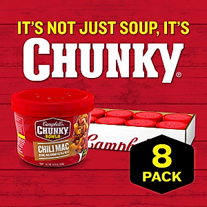 Campbell's Chunky Soup, Chili Mac Soup, 15.25 oz Microwavable Bowl (Case of 8)