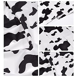 Yutone 59" Wide 4.0 OZ Fabric by 100% Polyester Cow Design Print Fabric,White/Black, for Party Derss by 2 Yards (72 Inch & White Ground)