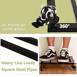 Large Metal Square Plant Caddy with Wheels 13.6” Iron Wrought Rolling Plant Stand with Casters Heavy-Duty Plant Dolly for Indoor and Outdoor Plant Pot Roller Base Square Plant Movers, Glossy Black