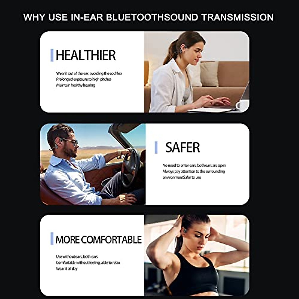 Fufafayo True B-one Conduction Concept Bluetooth Wearable Headset Wireless Waterproof Sports Earphone, (A)