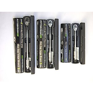 Set of 3 Pittsburgh Pro Reversible Click Type Torque Wrench Sizes 1/4", 3/8", 1/2"