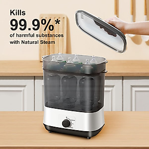 AMZBABYCHEF Baby Bottle Ste-rilizer, 3-in-1 Bottle Ste-rilizer, Easy One-Dial Control Electric Steam Bottle Dryer for Baby Bottles, Baby Stuffs & Breast Pump Accessories