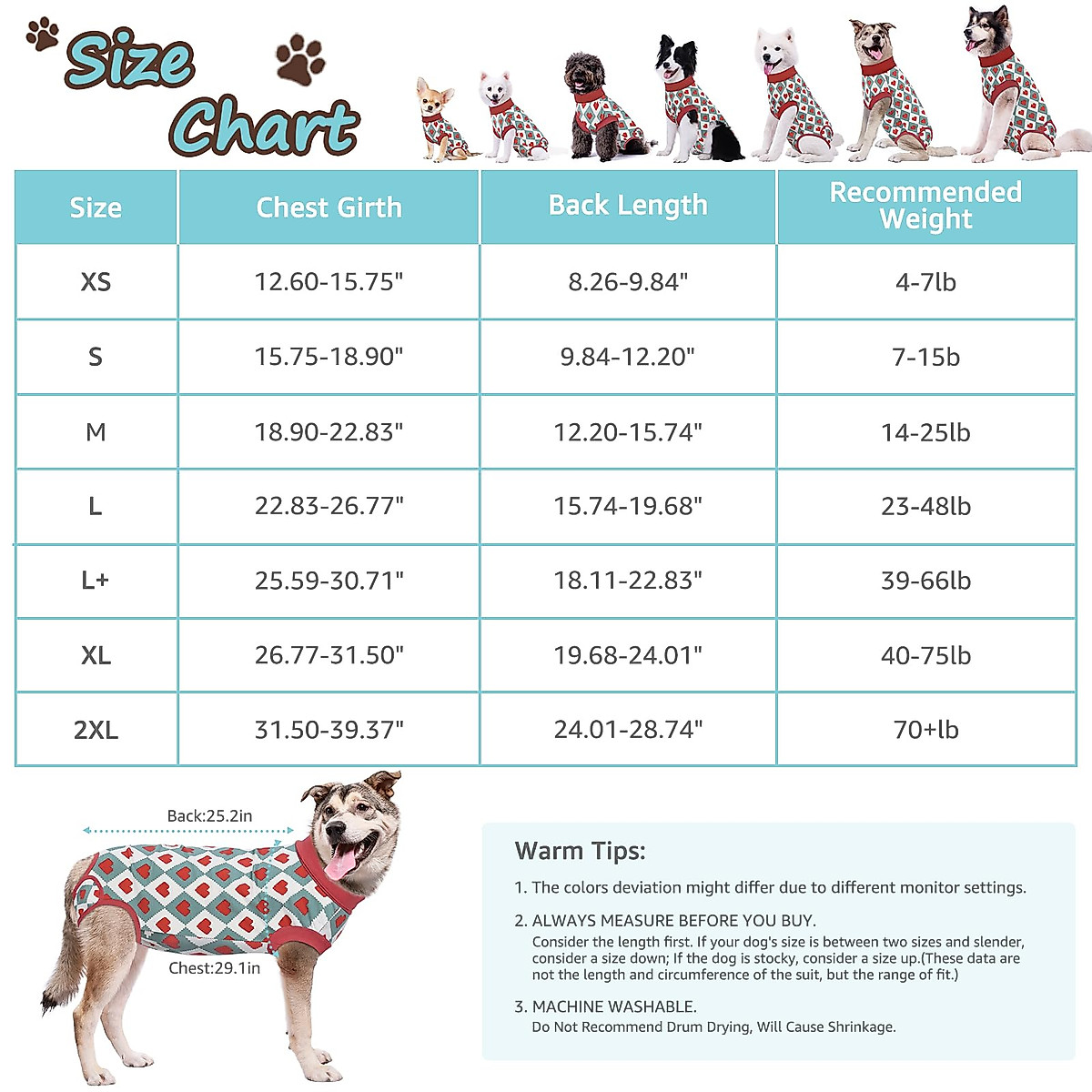 Comwish Recovery Suit for Dogs, Dog Recovery Suit Male Female Post Spay, Neuter, Abdominal Surgery Recovery Suit with an Inner Layer Pocket, Prevent Licking Soft Breathable Cotton, Red, XL