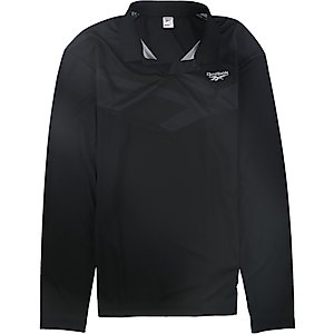 Reebok Men's Classic Collared Long Sleeve Jersey Shirt, Black, X-Small