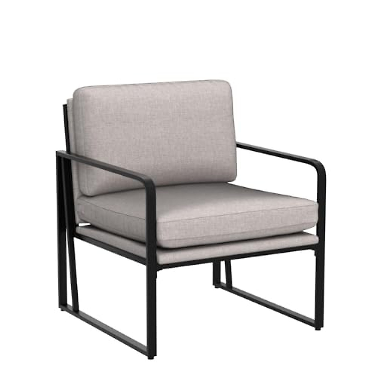 ALISH Accent Chairs, Upholstered Armchair Modern Living Room Chairs Linen Arm Chair Side Sofa Chairs Reading Chairs with Metal Legs for Bedroom, Living Room (Light Gray, Set of 1)