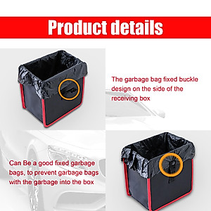 Sodcay 1 PC In-vehicle Hanging Garbage Cans, Car Multi-functional Folding Trash Can, Small Car Trash Can, Car Organizer Storage Bag (Red)