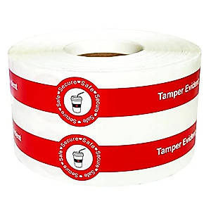 Safe Secure Tamper Evident Seals Stickers for Drink Lids 1" x 9" - 500 Pcs Food Delivery Stickers Sealed for Freshness Labels Drink Food Seal Stickers