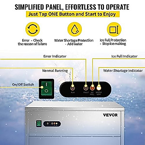VEVOR Flake Ice Maker, 154lbs/24h Commercial Ice Maker Machine ETL Approved Food Grade Stainless Steel Flake Ice Machine for for Seafood Restaurant Laboratories etc