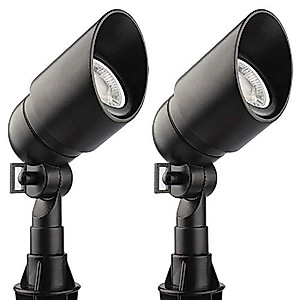 T&X 5W LED Landscape Lighting Landscape Lights, Low Voltage LED Spotlight 450 Lumen Warm White Cast-Aluminum Waterproof for Yard Lawn Porch Patio Outdoor Garden Light (2PK, Black)