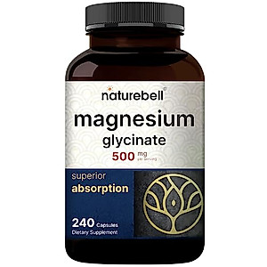 Magnesium Glycinate Capsules 500mg | 240 Count, 100% Chelated & Purified, 3rd Party Tested, Non-GMO & Gluten Free