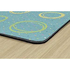 Flagship Carpets Smiley Circle Sampler Abstract Educational Area Rug for Kids Room Seating Décor, Children's Classroom, Play Carpet for Teaching and Playroom, Seats 24, 7'6"x12', Blue & Multi