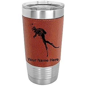 LaserGram 20oz Vacuum Insulated Tumbler Mug, Scuba Diver, Personalized Engraving Included (Faux Leather, Basketball Style)