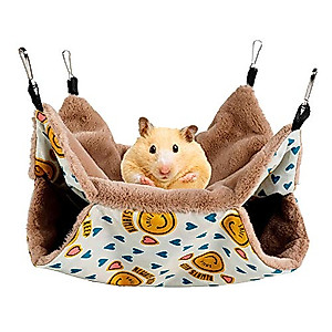 Takezuaa Double Layer Small Pet Hammock, Hamster Hammock, Warm Pet Hammock Bed, Small Pet Cage Hammock, Guinea Pig Cage Accessories, Warm Hammock for Squirrel Hamster Sleeping(Beige，13x13inch)