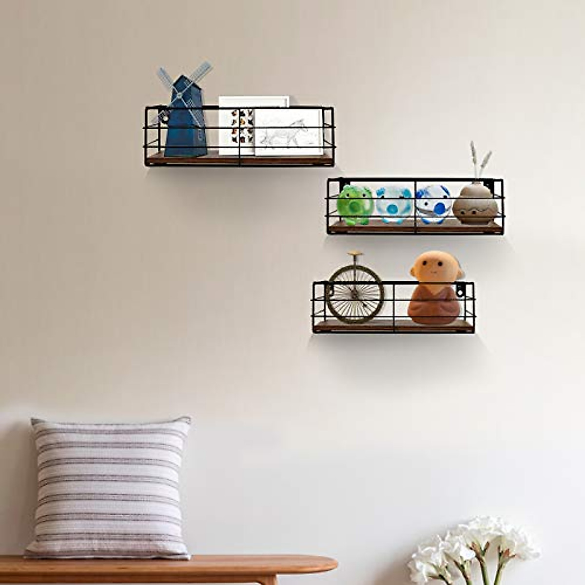 CRUGLA Floating Bathroom Wall Mounted Shelves 6 Sets