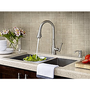 Pfister Wheaton Kitchen Faucet with Pull Down Sprayer and Soap Dispenser, Single Handle, High Arc, Stainless Steel Finish, GT529WH1S, Large