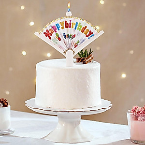 4pcs Novelty Fan Birthday Candles, Happy Birthday Candle Pop-up Surprise Birthday Candles Funny Cake Topper Candle Trick Candles for Party Supplies