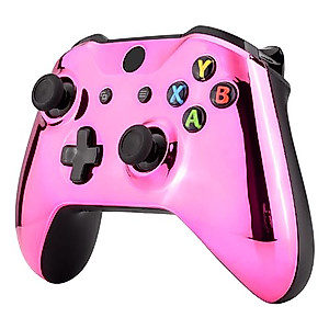 eXtremeRate Chrome Pink Edition Front Housing Shell for Xbox One Wireless Controller Model 1708, Replacement Custom Faceplate Cover for Xbox One S & Xbox One X Controller - Controller NOT Included