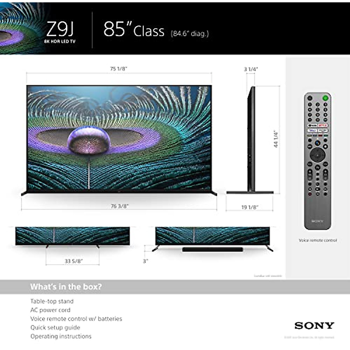 Sony Z9J 85 Inch TV: BRAVIA XR Full Array LED 8K Ultra HD Smart Google TV with Dolby Vision HDR and Alexa Compatibility XR85Z9J- 2021 Model