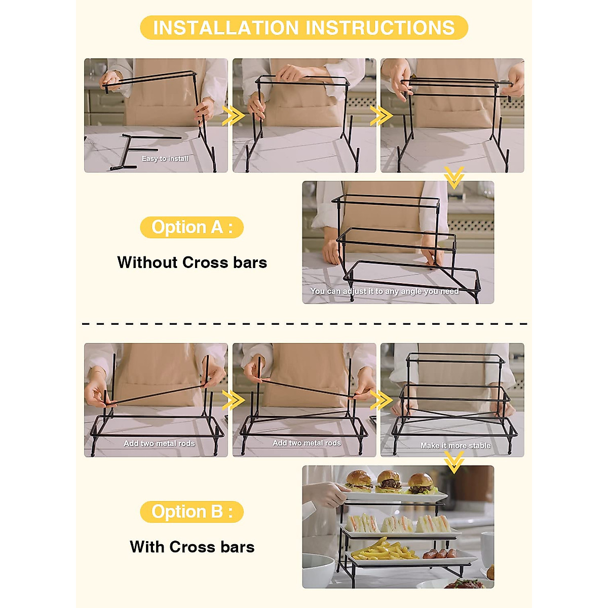 Yedio 12 Inch and 14 Inch 3 Tier Serving Tray