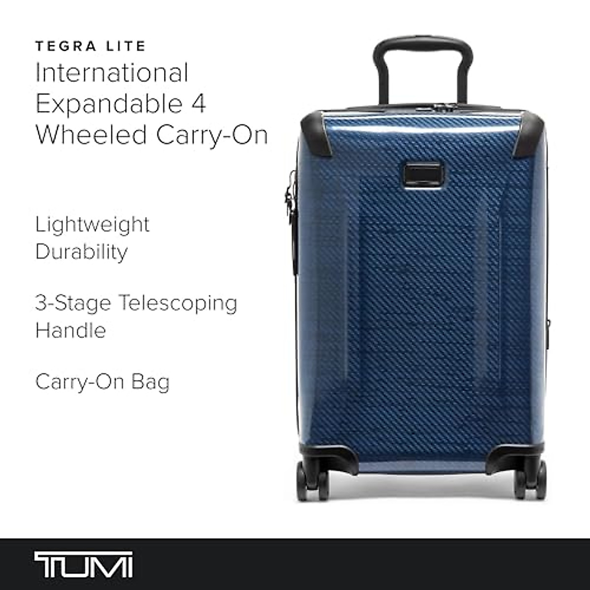 TUMI - Tegra-Lite International Expandable 4 Wheeled Carry-On - Carry On Luggage with Spinner Wheels & TSA Luggage Lock - Blue