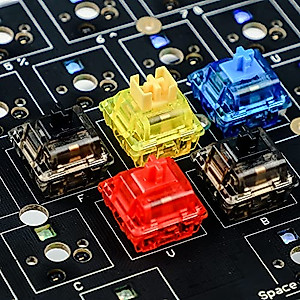 Custom Switch Gateron Ink 5 pin V2 Switches Transparent Smokey Housing Black Red Blue Silent Black Yellow for Mechanical Keyboard (70 PCS, Black Ink)