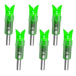 6PCS-New Lighted Nocks for Arrows with .300/7.62mm Inside Diameter Led Nocks Arrow nocks with Switch Button for Archery Hunting 6 Pack (Green Pack of 6)