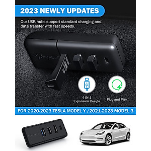 Shademax Glove Box USB Hub Tesla Model Y / 3 4-in-1 USB Hub Glove Box Dash Cam Flash Drive Docking Station for 2021 2022 2023 2024 2025 Tesla Model Y Model 3 Accessories (Left Hand Driving)