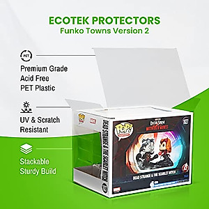 EcoTEK Protectors Town Protector, Compatible with Pop Towns, Moments Protector, Clear Pop Case, Acid Free, Comes with Locking Tab, 0.45mm 2 Pack
