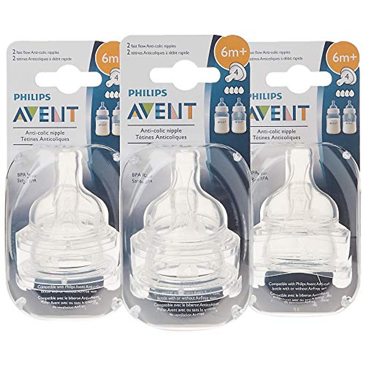 Philips Avent 6 Pack BPA Free Classic Fast Flow Nipple