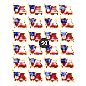 50 PCS American Flag Lapel Pins -50 USA Waving Flag Pins United States US Badge Pins brooch for patriotic display -50 pack