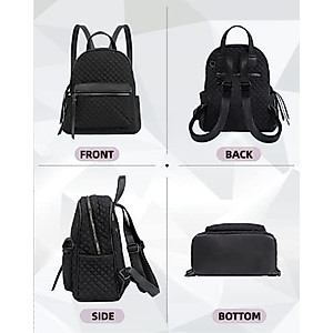 ANNASPEAK Women's Fashion Backpack Purse Satchel Handbags and Shoulder Bag PU Leather Travel bag (Quilted Black, Medium)